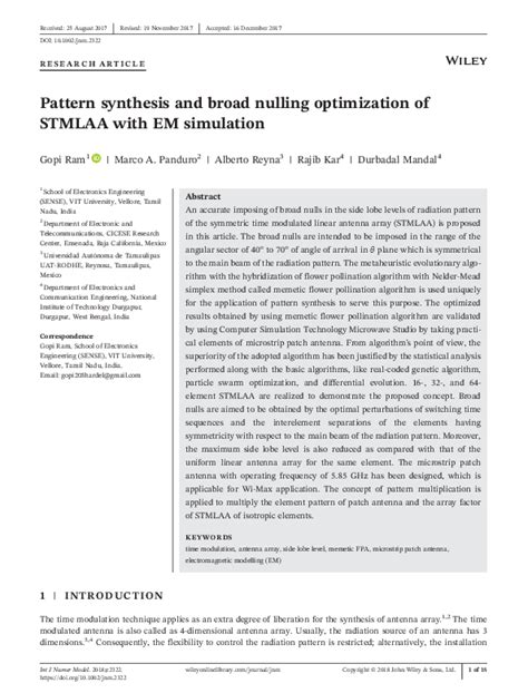 Pdf Pattern Synthesis And Broad Nulling Optimization Of Stmlaa With