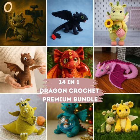 14 In 1 Dragon Amigurumi Crochet Pattern Bundle Cute And Fantasy Plush Dragon Pdf Patterns Diy