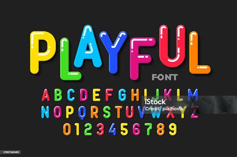 장난이 심 펑키 다채로운 글꼴 알파벳 문자와 숫자 벡터 일러스트 레이 션 컴퓨터 글자에 대한 스톡 벡터 아트 및 기타 이미지 컴퓨터 글자 놀이 만화 Istock