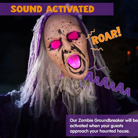 Halloween Zombie Groundbreaker Decorations Light Up Talking Groundbre