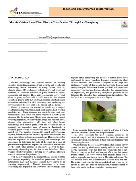 Paper 16 Machine Vision Based Plant Disease Classification Through Leaf Imagining Pdf