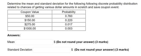 Solved Determine The Mean And Standard Deviation For The Chegg