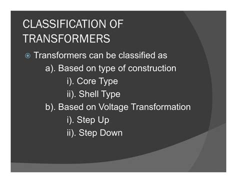 Transformers Presentation Summary Of Basic Transformers Ppt