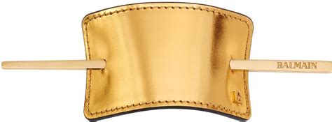 Balmain Hair Barrette Leather Gold