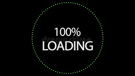 Circular Loading Indicator With Green Dots Load 100 Percent Loading Circle Icon On Black