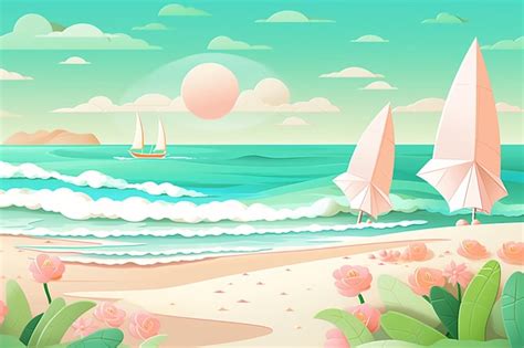 여름 해변 휴가 배경 프리미엄 벡터