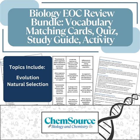 Biology Eoc Review Bundle Evolution And Natural Selection By Chemsource