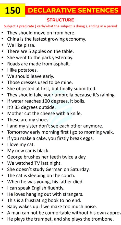 Declarative Sentence Definition With 150 Example Sentences