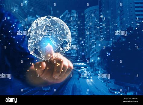 Big Data Analytics And Business Intelligence Concept Business Person Holding Global Network
