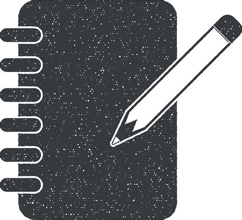 Notepad And Pencil Vector Icon Illustration With Stamp Effect 38033148 Vector Art At Vecteezy