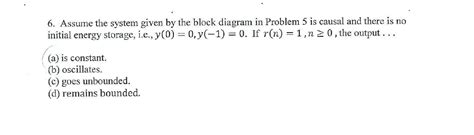 Solved Assume The System Given By The Block Diagram Below Chegg