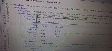 Java Instances Of Javafxscenecursor Cannot Be Created By Fxml Stack Overflow