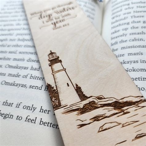 Wood Engraved Bookmark Personalized Jeweled Tassel Isaiah 432 Go Through Deep Waters T