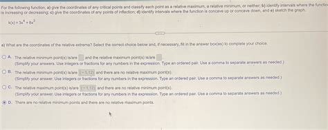 Solved For The Following Function A Give The Coordinates Chegg Com