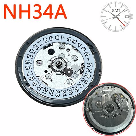 New NH34 Automatic Mechanical Movement GMT 24 Hours Hands Japan ...