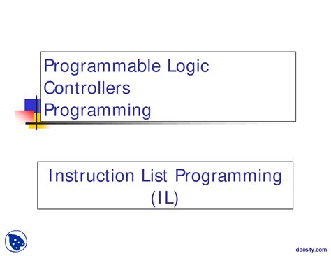 Instruction List Programming Digital Logic Design And Programming