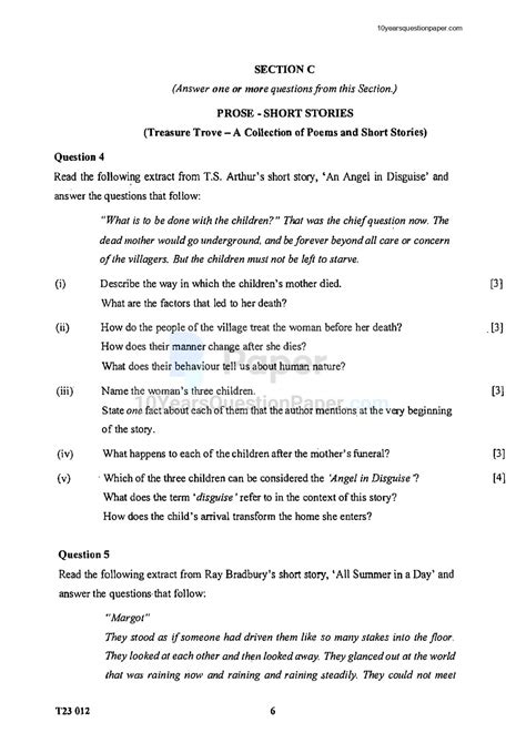 Icse 2023 English Literature Question Paper For Class 10