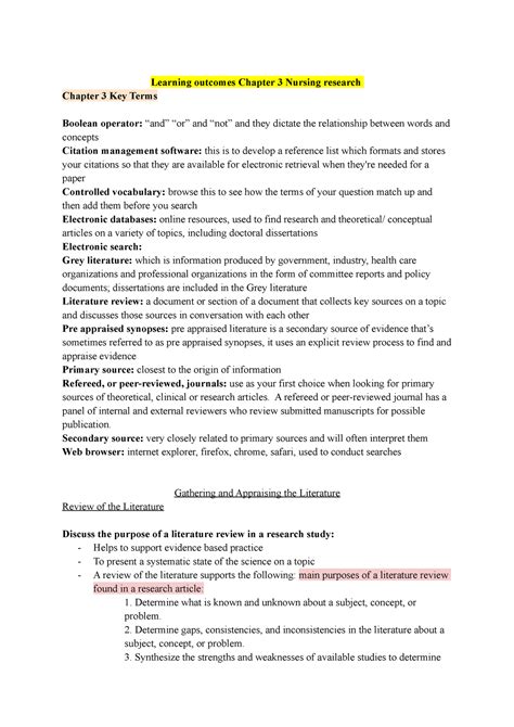 Learning Outcomes Chapter 3 Nursing Research Learning Outcomes Chapter 3 Nursing Research