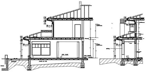 Both Sided Cut Constructive Section Details Of Residence House Dwg File