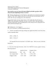 Homework Set Week Homework Set For Week FNCE International Financial Management