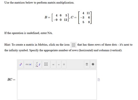 Solved Use The Matrices Below To Perform Matrix
