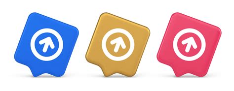 Up Arrow Round Border Button Cyberspace Navigation Pointer 3d Realistic Speech Bubble Icon