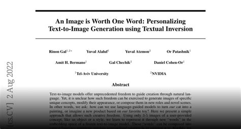 Paper Page An Image Is Worth One Word Personalizing Text To Image