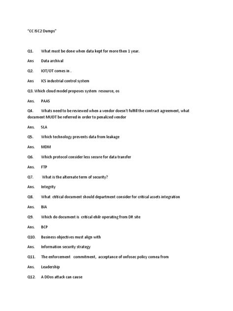 Cc Isc2 Dumps 1 Pdf Computer Access Control Systems Engineering