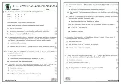 Maths Topic Permutations And Combinations