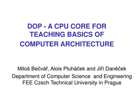 Ppt Introduction To Computer Architecture Using Dop Cpu Core