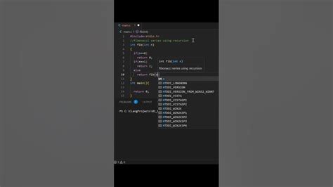 Fibonacci Series In C Using Recursion Youtube