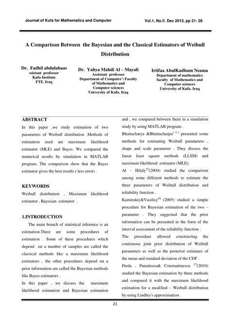 Pdf A Comparison Between The Bayesian And The Classical Estimators Of