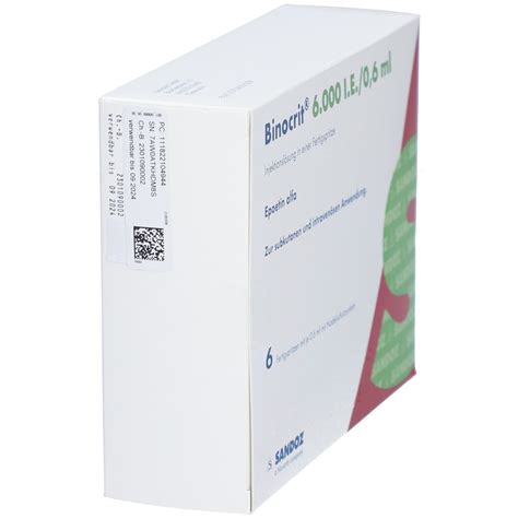 Binocrit 6 000 I E 0 6 Ml Inj Lsg I E Fertigspr 6x0 6 Ml Mit Dem E Rezept Kaufen Shop Apotheke