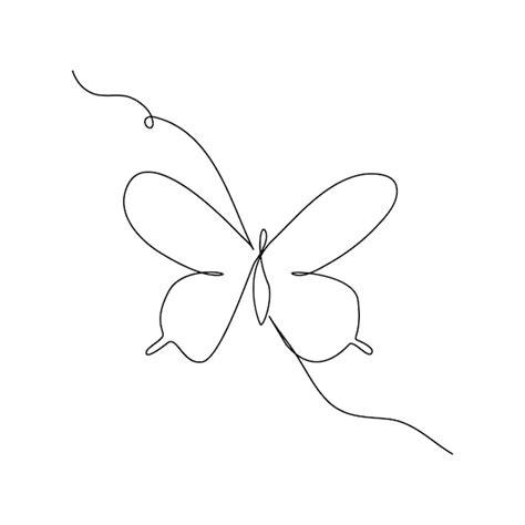 연속 한 줄 그림 나비 곤충 윤 ⁇ ⁇ 터 예술 일러스트레이션 프리미엄 벡터