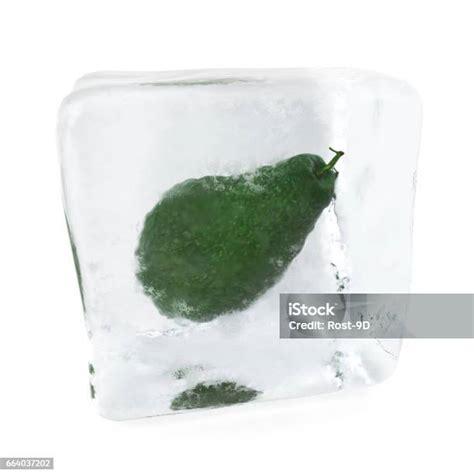아보카도 냉동 아이스 큐브입니다 아이스 큐브 앞에 볼 단일 얼음 큐브 흰색 배경에 고립 3 차원 렌더링 0명에 대한 스톡 벡터 아트 및 기타 이미지 Istock