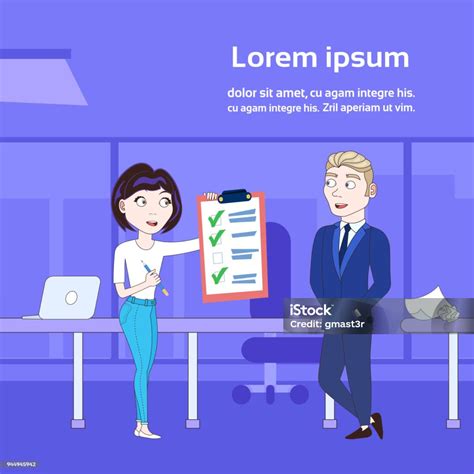 성공적인 비즈니스 여자 실업 상사 사무실 배경 위에 점검 완료 표시 2명에 대한 스톡 벡터 아트 및 기타 이미지 2명 개념 검사 보기 Istock