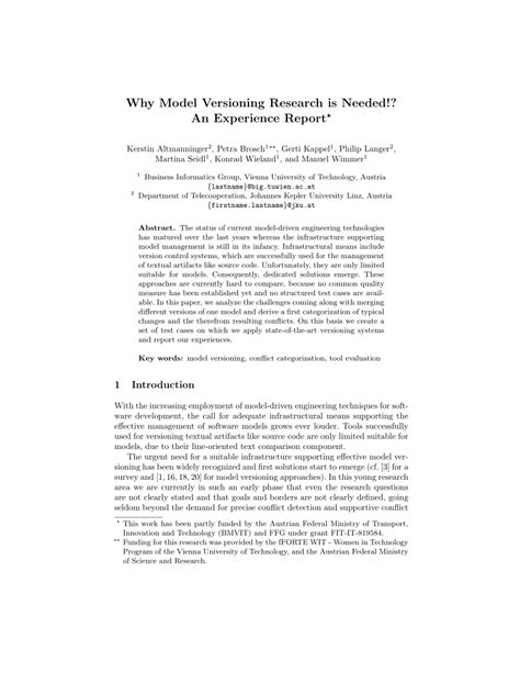 PDF Why Model Versioning Research Is Needed An Experience Report