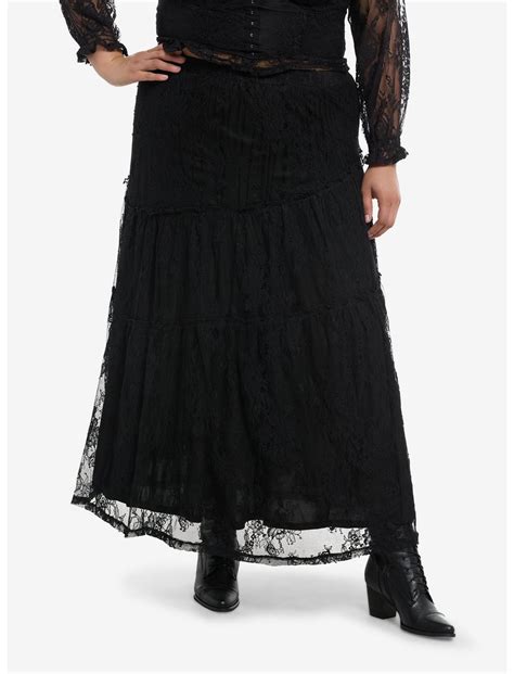Cosmic Aura Black Lace Tiered Maxi Skirt Plus Size Hot Topic