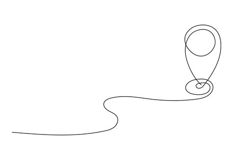 Continuous One Line Illustration Seamless Travel Route Map With GPS Marker Pin Road Icon