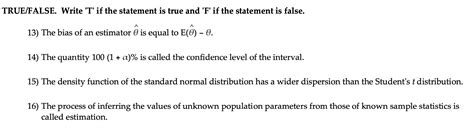 Solved RUE FALSE Write T If The Statement Is True And F Chegg Com