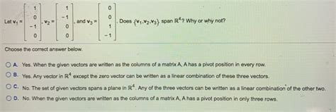 solved does v1 v2 v3} span r why or why not choose the