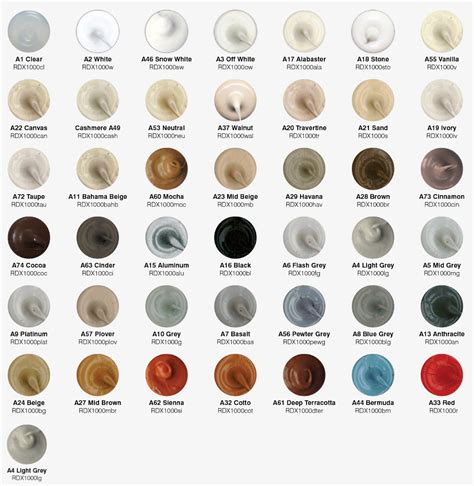 Selleys Area Silicone Colour Chart Ponasa