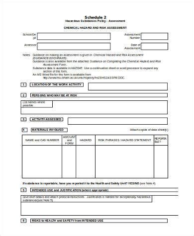 FREE 7 Sample Hazard Assessment Forms In PDF MS Word