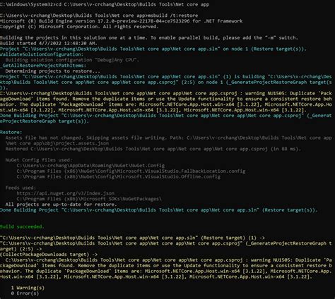 An Unexpected Warning “nu1505 Duplicate Packagedownload Items Found” Occurs After Build Tools