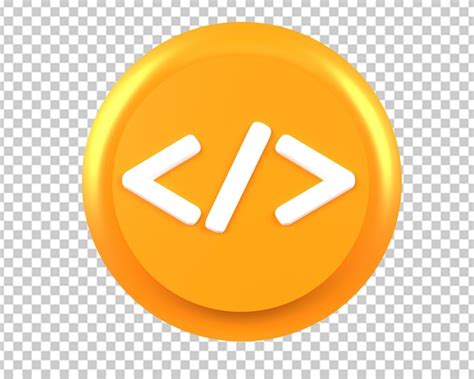 Premium Psd Html Code Golden Button Icon 3d Render