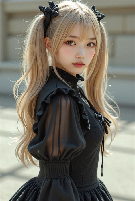 1girl Alone、gal Long Twin Tailshair Ribbonblondebrown Eye