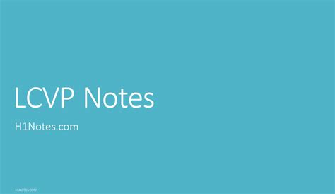 LCVP Notes Portfolio Including 2020 Case Study H1 Notes