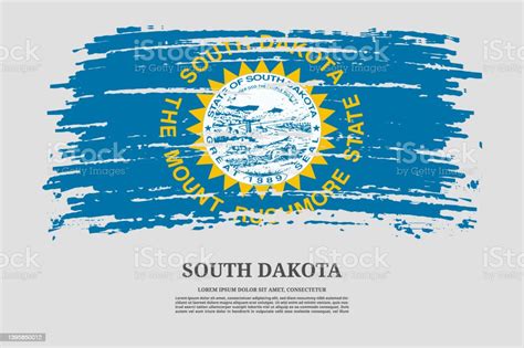 브러시 스트로크 효과와 정보 텍스트 포스터 벡터와 사우스 다코타 플래그 공휴일에 대한 스톡 벡터 아트 및 기타 이미지 공휴일