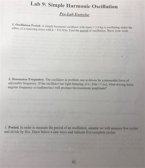 Solved Lab 9 Simple Harmonic Oscillation Pre Lab Exercise Chegg Com