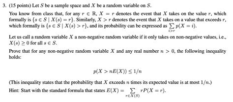 Solved Points Let S Be A Sample Space And X Be A Random Chegg Com